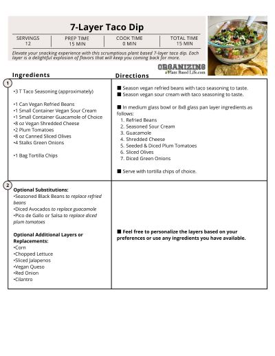 Vegan Taco Dip | Organizing A Plant Based Life