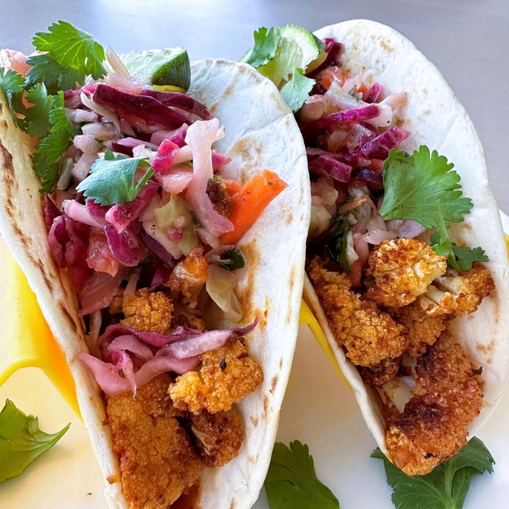 Cauliflower Tacos With Slaw | Organizing A Plant Based Life